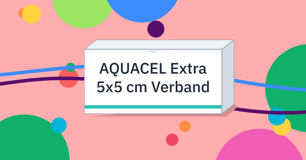 Symbolbild: Packung mit der Aufschrift AQUACEL Extra 5x5 cm Verband (PZN 19348088) – Verfügbarkeit und Bezug in Apotheken in Frankfurt am Main