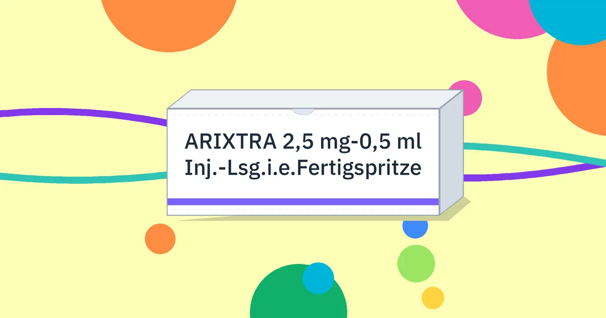 Symbolbild: Packung mit der Aufschrift ARIXTRA 2,5 mg-0,5 ml Inj.-Lsg.i.e.Fertigspritze (PZN 12638038) – Verfügbarkeit und Bezug in Apotheken in Frankfurt am Main
