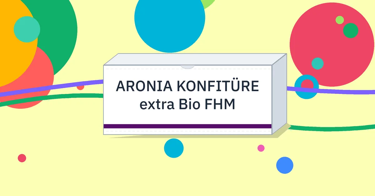 Symbolbild: Packung mit der Aufschrift ARONIA KONFITÜRE extra Bio FHM (PZN 13724231) – Verfügbarkeit und Bezug in Apotheken in Frankfurt am Main
