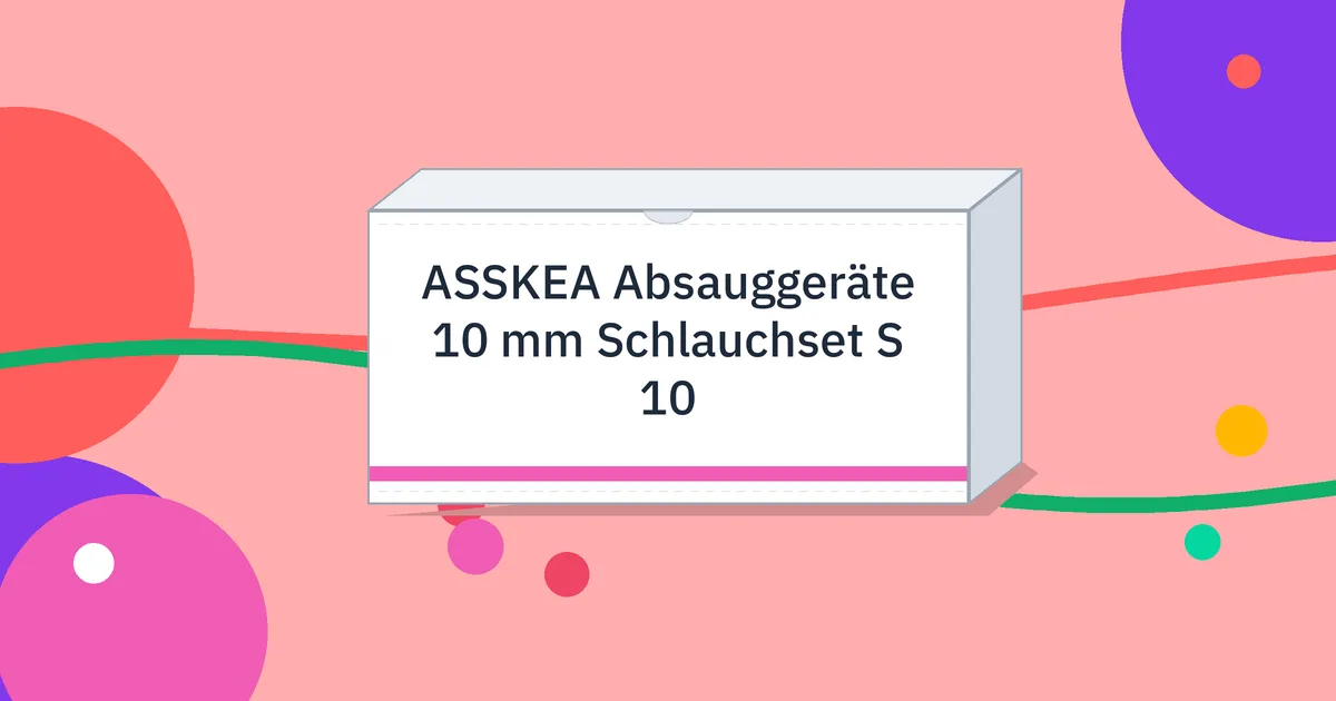 Symbolbild: Packung mit der Aufschrift ASSKEA Absauggeräte 10 mm Schlauchset S 10 (PZN 05354955) – Verfügbarkeit und Bezug in Apotheken in Frankfurt am Main