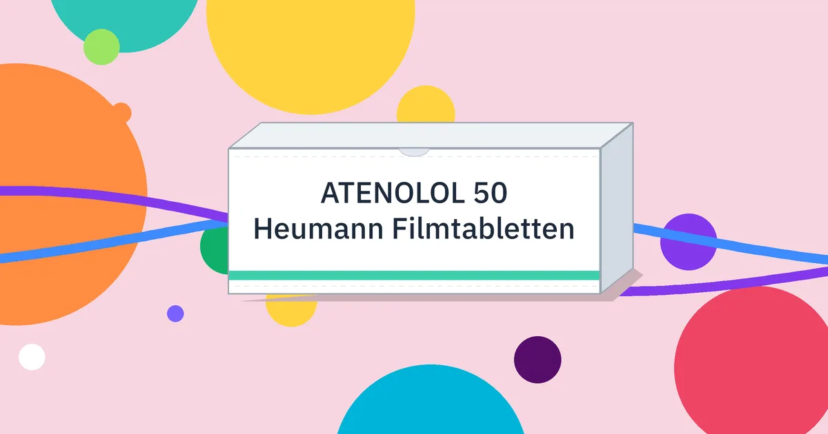 Symbolbild: Packung mit der Aufschrift ATENOLOL 50 Heumann Filmtabletten (PZN 03540636) – Verfügbarkeit und Bezug in Apotheken in Frankfurt am Main