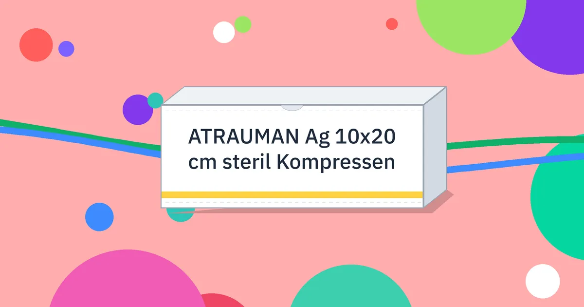 Symbolbild: Packung mit der Aufschrift ATRAUMAN Ag 10x20 cm steril Kompressen (PZN 04720814) – Verfügbarkeit und Bezug in Apotheken in Frankfurt am Main