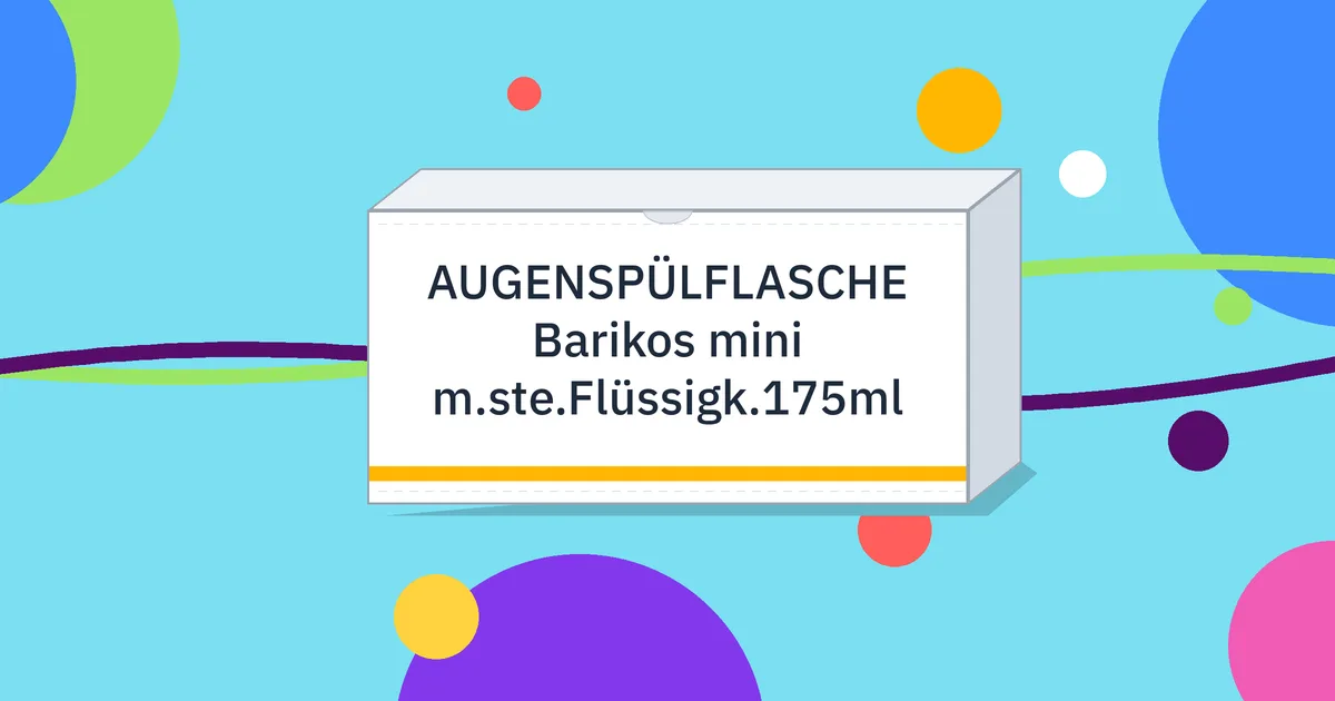 Symbolbild: Packung mit der Aufschrift AUGENSPÜLFLASCHE Barikos mini m.ste.Flüssigk.175ml (PZN 01023026) – Verfügbarkeit und Bezug in Apotheken in Frankfurt am Main