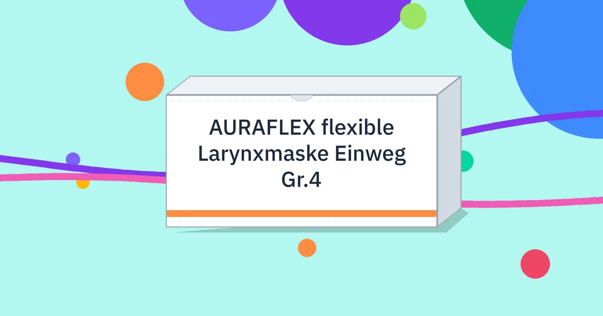 Symbolbild: Packung mit der Aufschrift AURAFLEX flexible Larynxmaske Einweg Gr.4 (PZN 09393550) – Verfügbarkeit und Bezug in Apotheken in Frankfurt am Main
