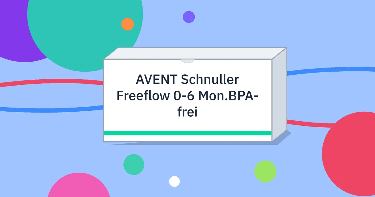 Symbolbild: Packung mit der Aufschrift AVENT Schnuller Freeflow 0-6 Mon.BPA-frei (PZN 05505213) – Verfügbarkeit und Bezug in Apotheken in Frankfurt am Main