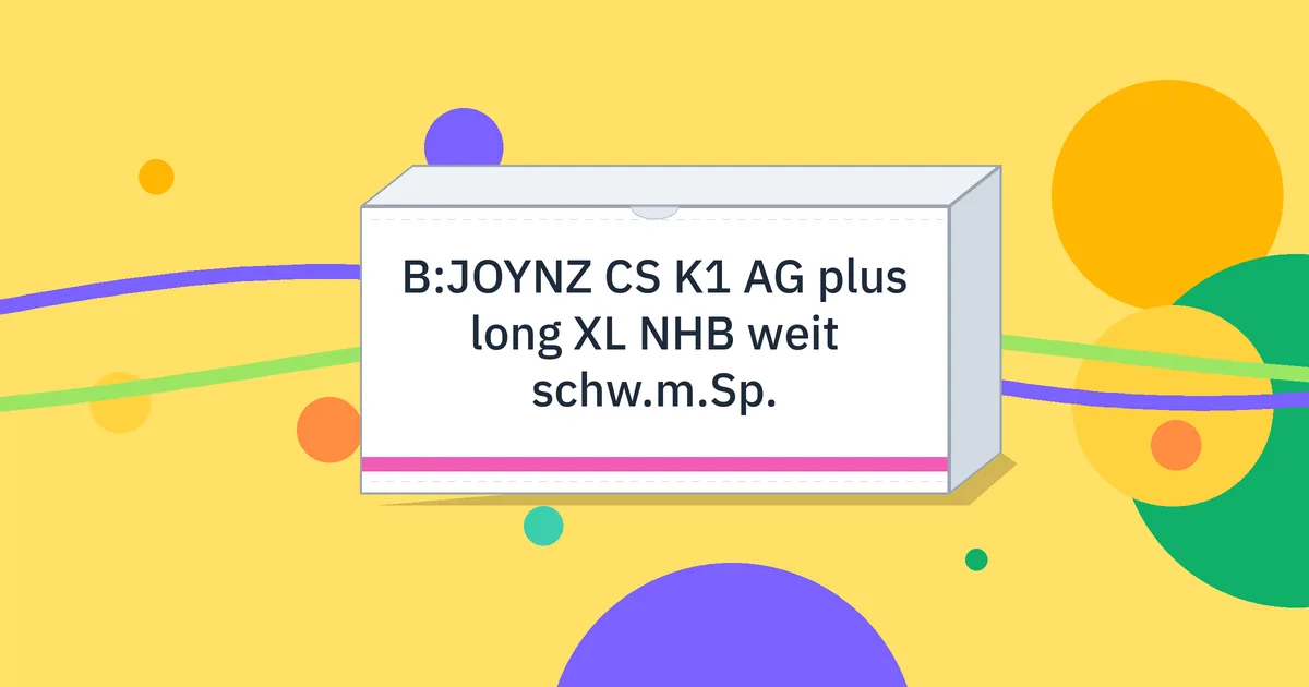 Symbolbild: Packung mit der Aufschrift B:JOYNZ CS K1 AG plus long XL NHB weit schw.m.Sp. (PZN 20532561) – Verfügbarkeit und Bezug in Apotheken in Frankfurt am Main