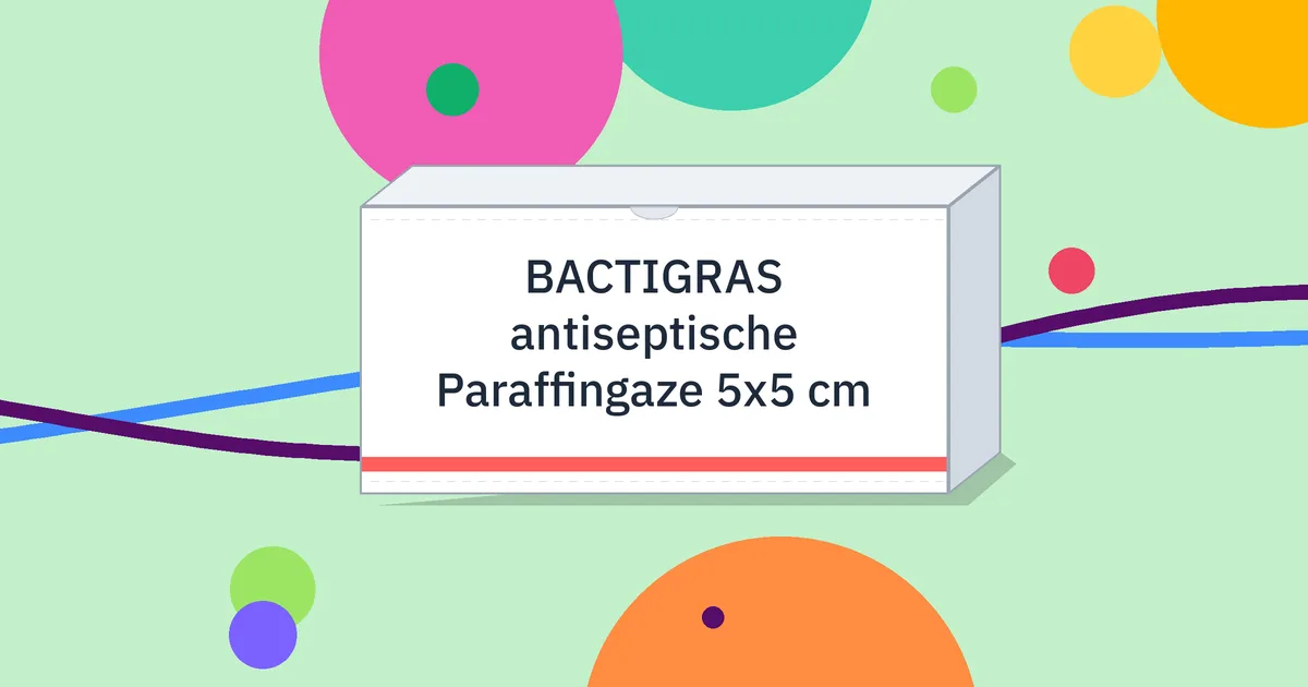 Symbolbild: Packung mit der Aufschrift BACTIGRAS antiseptische Paraffingaze 5x5 cm (PZN 17888194) – Verfügbarkeit und Bezug in Apotheken in Frankfurt am Main