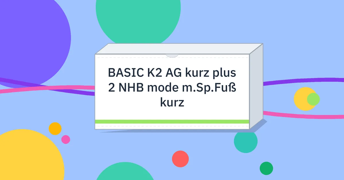 Symbolbild: Packung mit der Aufschrift BASIC K2 AG kurz plus 2 NHB mode m.Sp.Fuß kurz (PZN 20266898) – Verfügbarkeit und Bezug in Apotheken in Frankfurt am Main