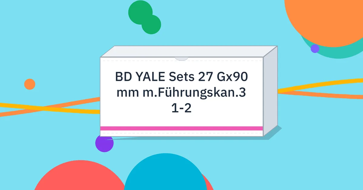 Symbolbild: Packung mit der Aufschrift BD YALE Sets 27 Gx90 mm m.Führungskan.3 1-2 (PZN 07546110) – Verfügbarkeit und Bezug in Apotheken in Frankfurt am Main