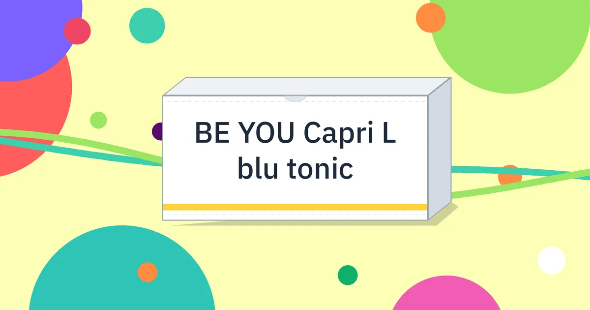 Symbolbild: Packung mit der Aufschrift BE YOU Capri L blu tonic (PZN 19722049) – Verfügbarkeit und Bezug in Apotheken in Frankfurt am Main