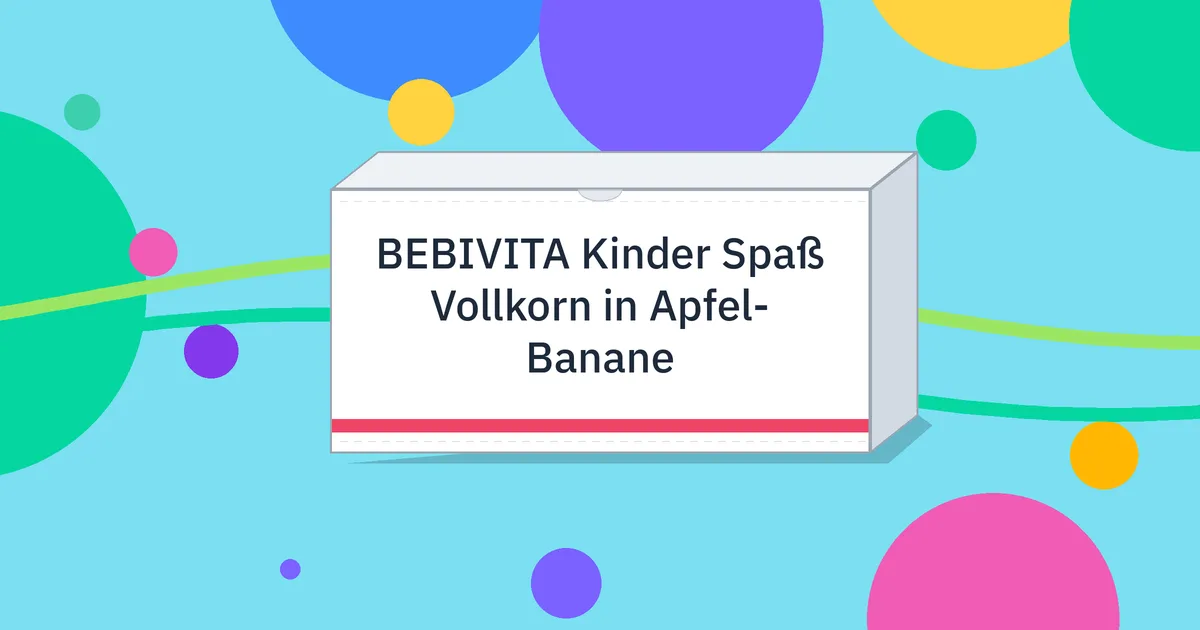 Symbolbild: Packung mit der Aufschrift BEBIVITA Kinder Spaß Vollkorn in Apfel-Banane (PZN 03096466) – Verfügbarkeit und Bezug in Apotheken in Frankfurt am Main