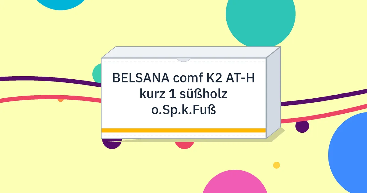Symbolbild: Packung mit der Aufschrift BELSANA comf K2 AT-H kurz 1 süßholz o.Sp.k.Fuß (PZN 12328094) – Verfügbarkeit und Bezug in Apotheken in Frankfurt am Main