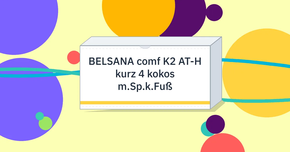 Symbolbild: Packung mit der Aufschrift BELSANA comf K2 AT-H kurz 4 kokos m.Sp.k.Fuß (PZN 12330240) – Verfügbarkeit und Bezug in Apotheken in Frankfurt am Main