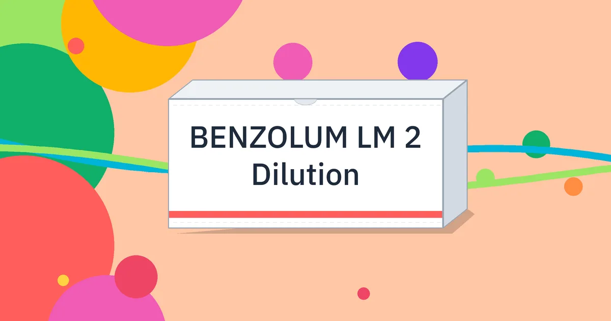 Symbolbild: Packung mit der Aufschrift BENZOLUM LM 2 Dilution (PZN 12792348) – Verfügbarkeit und Bezug in Apotheken in Frankfurt am Main