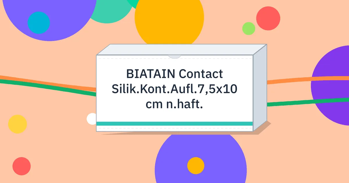 Symbolbild: Packung mit der Aufschrift BIATAIN Contact Silik.Kont.Aufl.7,5x10 cm n.haft. (PZN 18467230) – Verfügbarkeit und Bezug in Apotheken in Frankfurt am Main