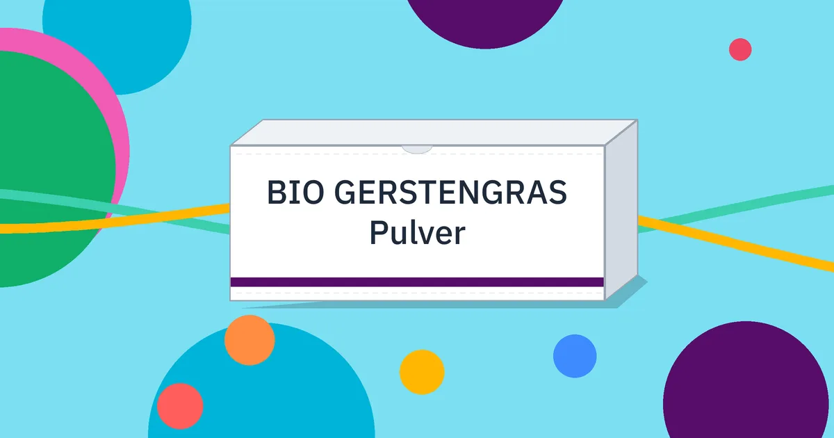 Symbolbild: Packung mit der Aufschrift BIO GERSTENGRAS Pulver (PZN 09463084) – Verfügbarkeit und Bezug in Apotheken in Frankfurt am Main