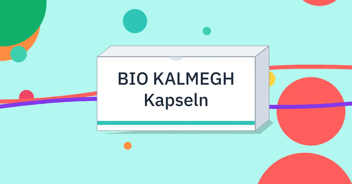 Symbolbild: Packung mit der Aufschrift BIO KALMEGH Kapseln (PZN 16718461) – Verfügbarkeit und Bezug in Apotheken in Frankfurt am Main