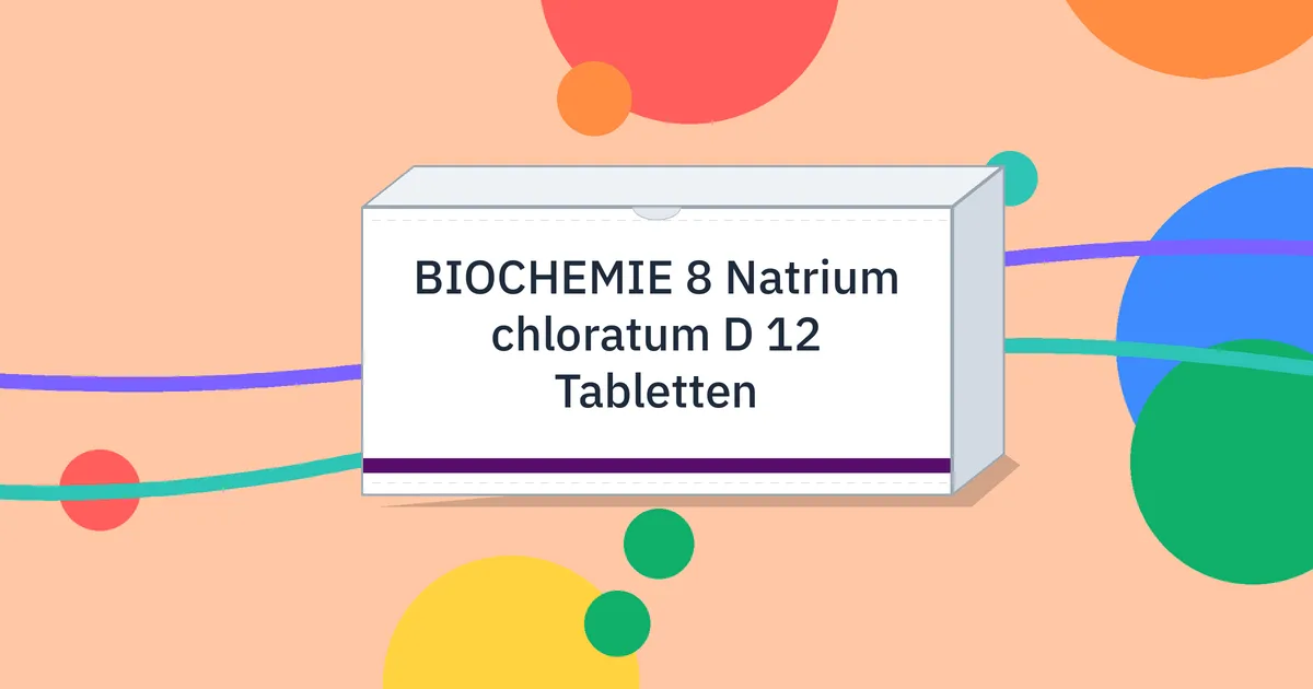 Symbolbild: Packung mit der Aufschrift BIOCHEMIE 8 Natrium chloratum D 12 Tabletten (PZN 05956039) – Verfügbarkeit und Bezug in Apotheken in Frankfurt am Main