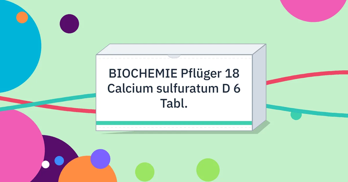 Symbolbild: Packung mit der Aufschrift BIOCHEMIE Pflüger 18 Calcium sulfuratum D 6 Tabl. (PZN 06322549) – Verfügbarkeit und Bezug in Apotheken in Frankfurt am Main