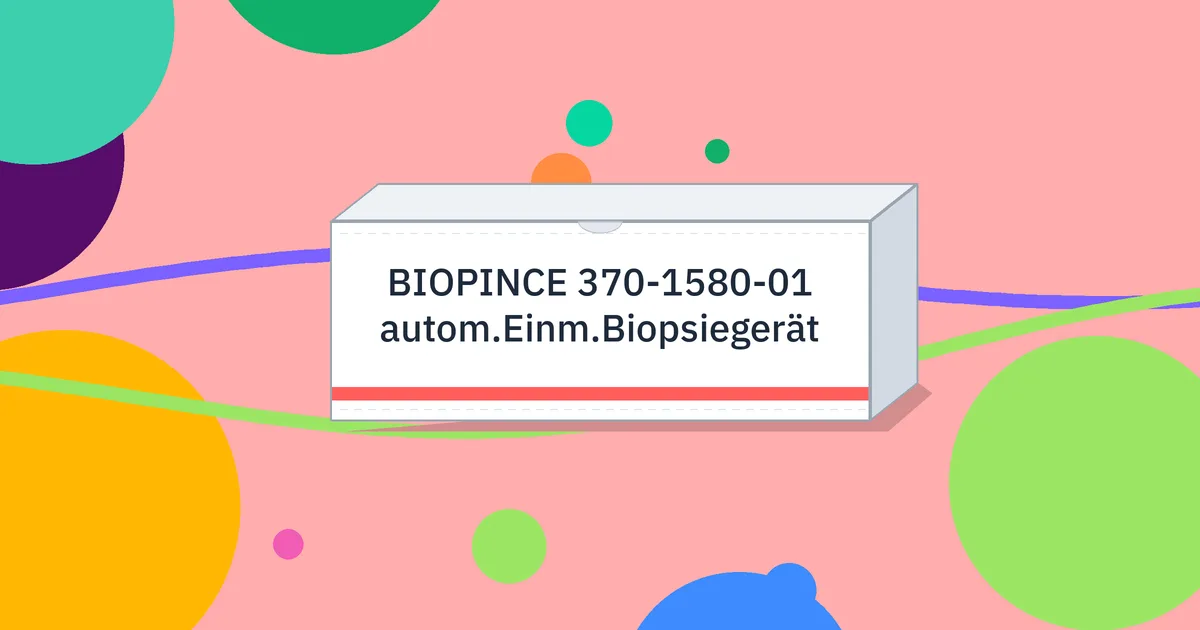 Symbolbild: Packung mit der Aufschrift BIOPINCE 370-1580-01 autom.Einm.Biopsiegerät (PZN 16140803) – Verfügbarkeit und Bezug in Apotheken in Frankfurt am Main