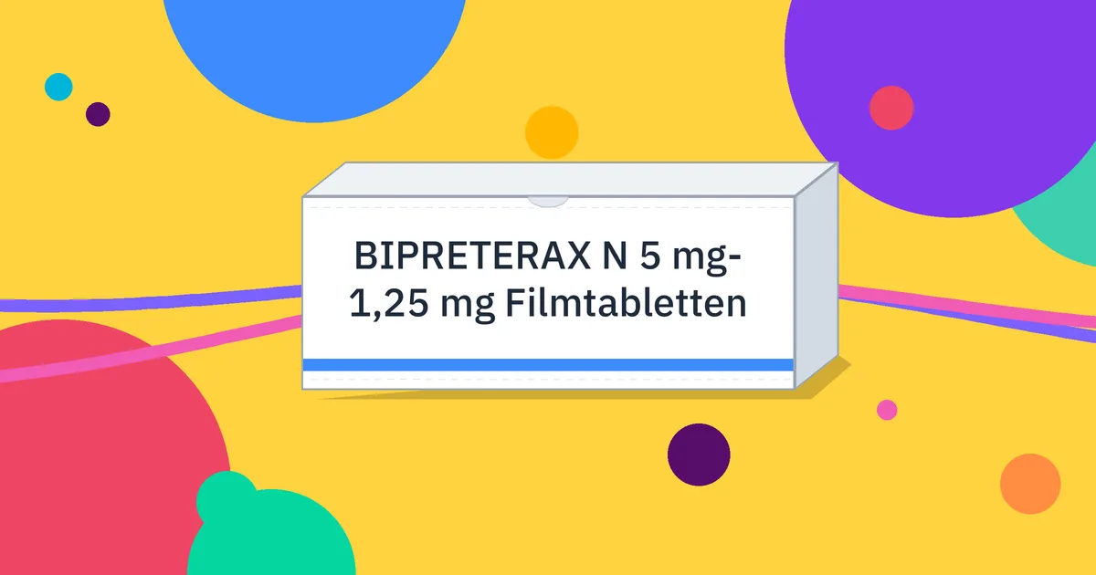 Symbolbild: Packung mit der Aufschrift BIPRETERAX N 5 mg-1,25 mg Filmtabletten (PZN 14254313) – Verfügbarkeit und Bezug in Apotheken in Frankfurt am Main