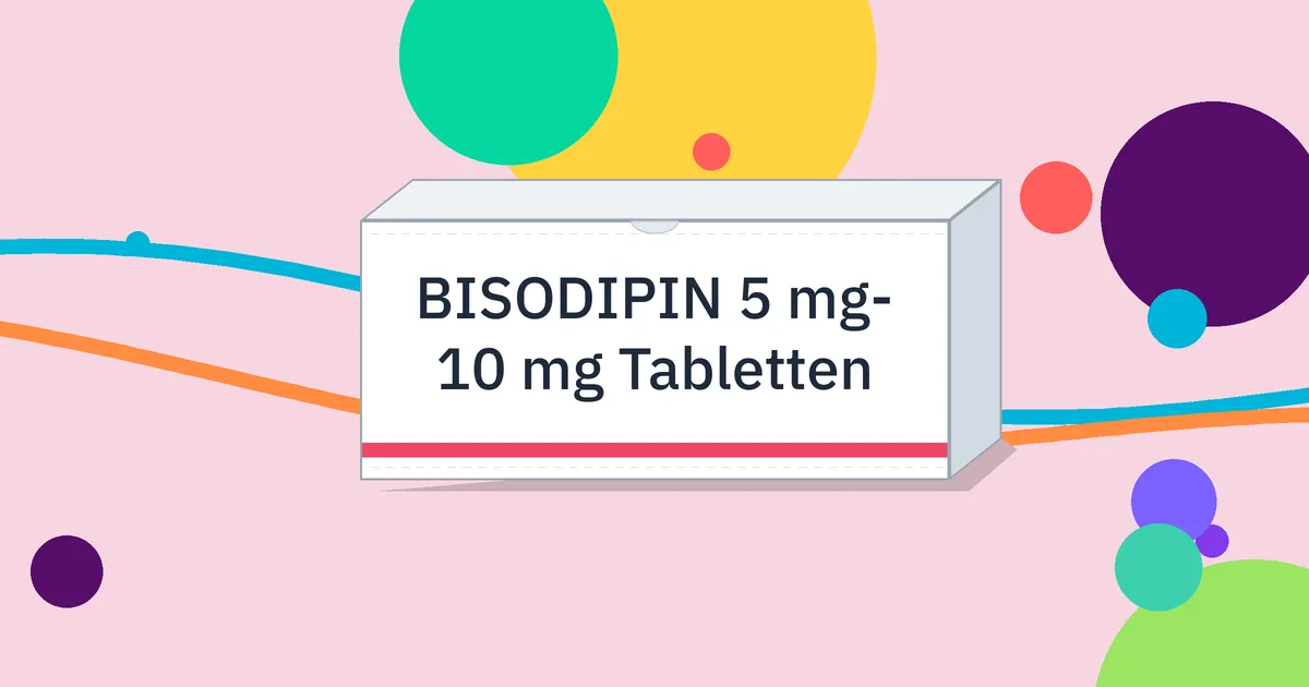 Symbolbild: Packung mit der Aufschrift BISODIPIN 5 mg-10 mg Tabletten (PZN 12020806) – Verfügbarkeit und Bezug in Apotheken in Frankfurt am Main
