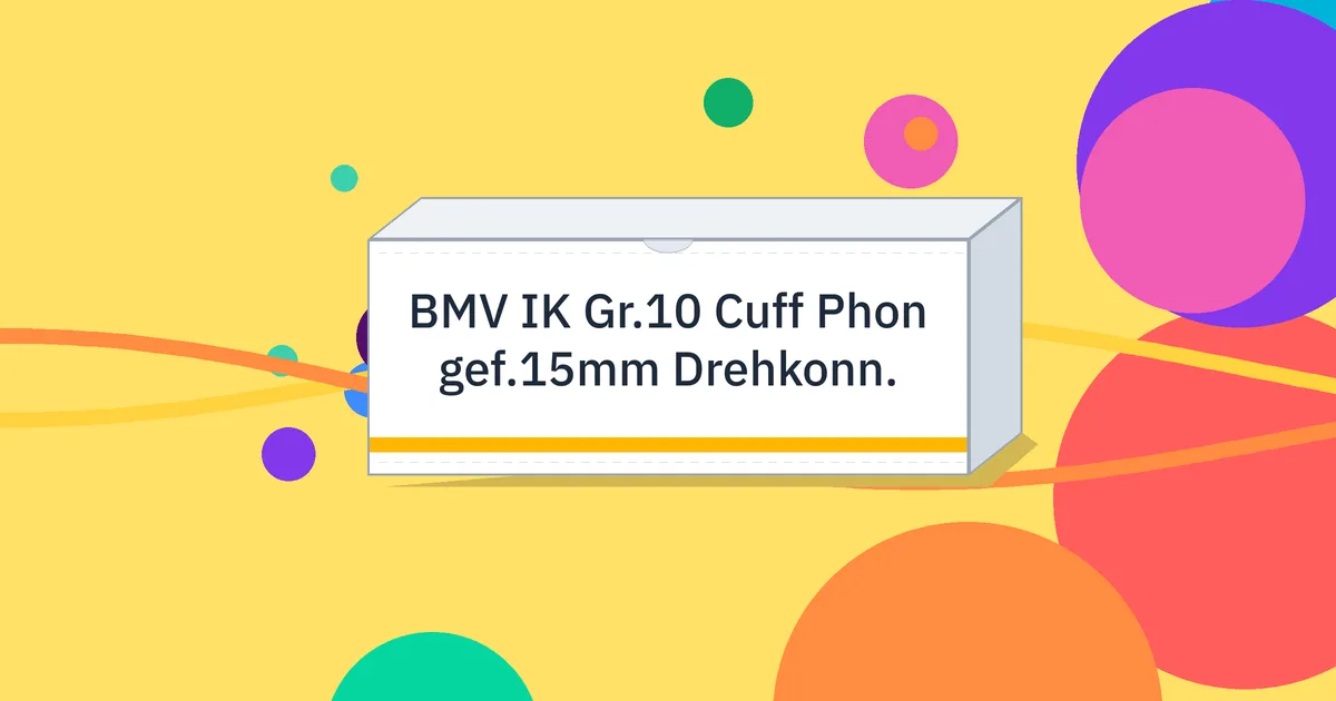 Symbolbild: Packung mit der Aufschrift BMV IK Gr.10 Cuff Phon gef.15mm Drehkonn. (PZN 20140312) – Verfügbarkeit und Bezug in Apotheken in Frankfurt am Main