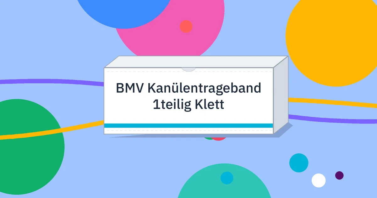 Symbolbild: Packung mit der Aufschrift BMV Kanülentrageband 1teilig Klett (PZN 20542401) – Verfügbarkeit und Bezug in Apotheken in Frankfurt am Main