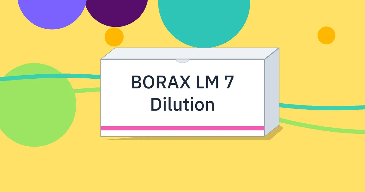 Symbolbild: Packung mit der Aufschrift BORAX LM 7 Dilution (PZN 12796056) – Verfügbarkeit und Bezug in Apotheken in Frankfurt am Main