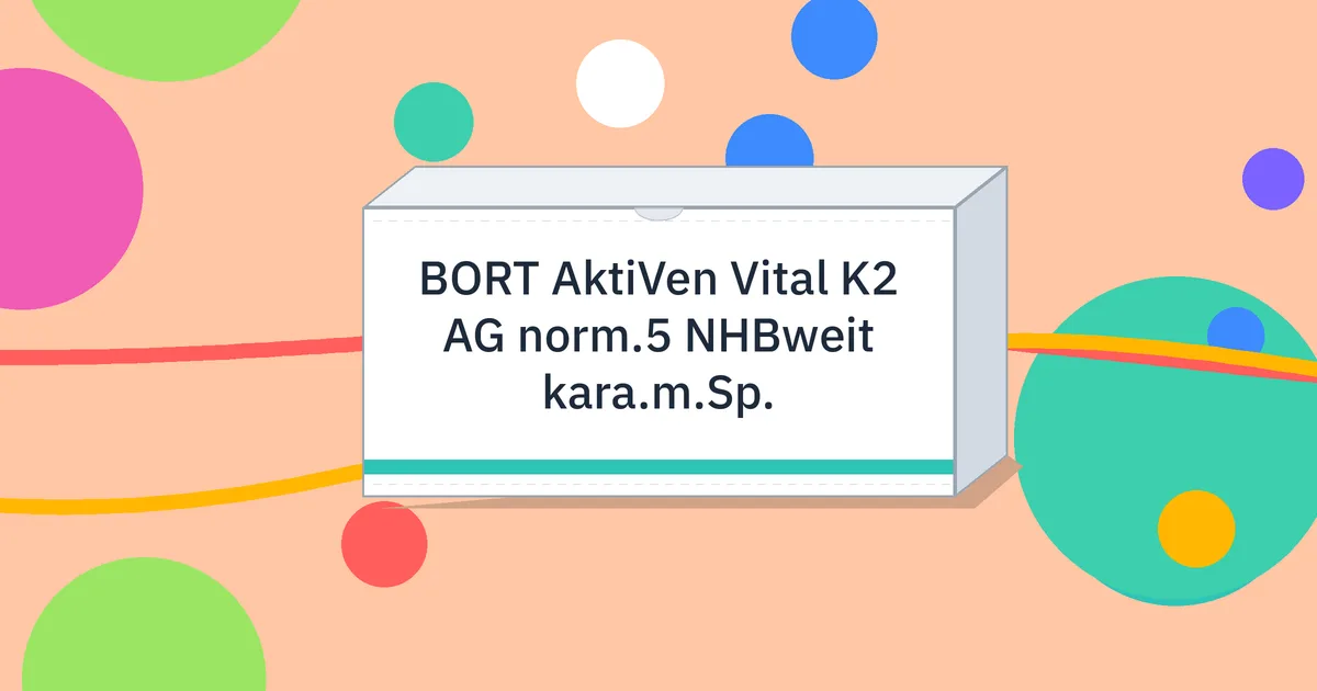 Symbolbild: Packung mit der Aufschrift BORT AktiVen Vital K2 AG norm.5 NHBweit kara.m.Sp. (PZN 12384508) – Verfügbarkeit und Bezug in Apotheken in Frankfurt am Main