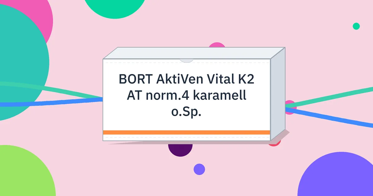 Symbolbild: Packung mit der Aufschrift BORT AktiVen Vital K2 AT norm.4 karamell o.Sp. (PZN 13737601) – Verfügbarkeit und Bezug in Apotheken in Frankfurt am Main
