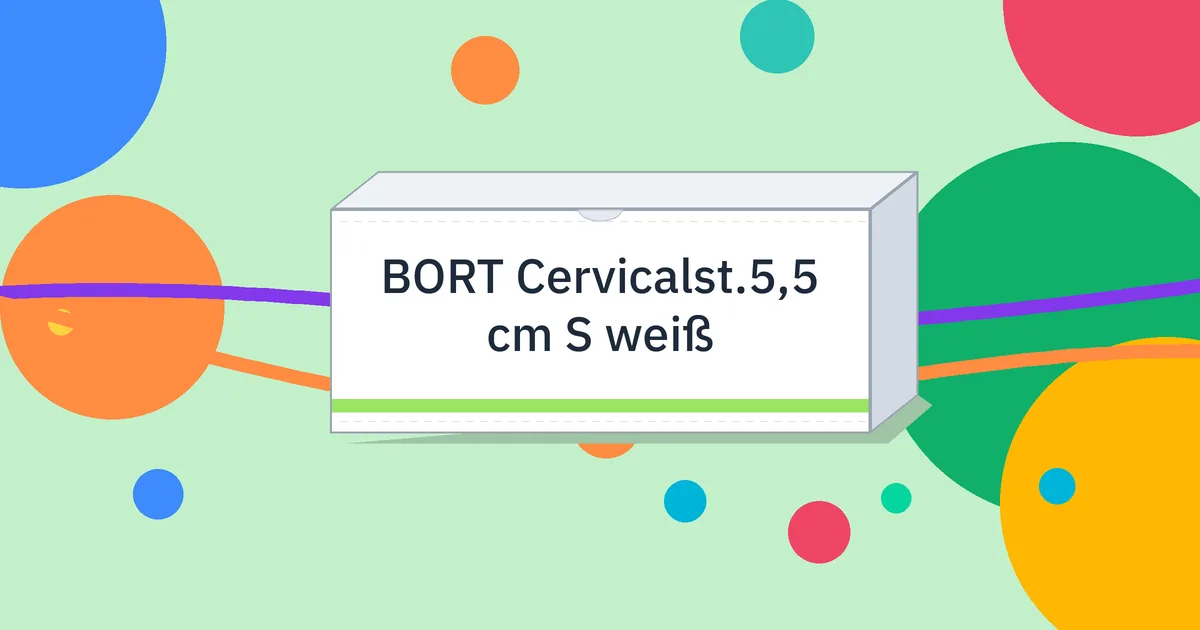 Symbolbild: Packung mit der Aufschrift BORT Cervicalst.5,5 cm S weiß (PZN 10206903) – Verfügbarkeit und Bezug in Apotheken in Frankfurt am Main