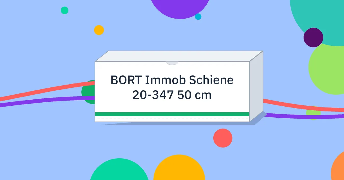 Symbolbild: Packung mit der Aufschrift BORT Immob Schiene 20-347 50 cm (PZN 01256747) – Verfügbarkeit und Bezug in Apotheken in Frankfurt am Main