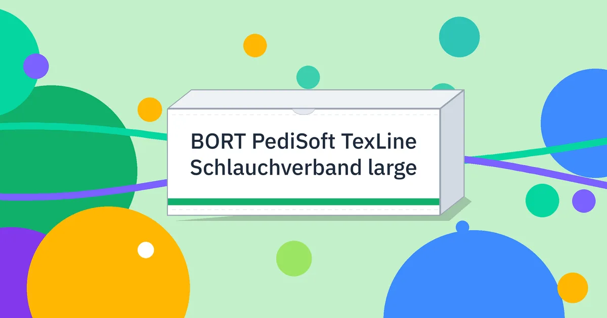 Symbolbild: Packung mit der Aufschrift BORT PediSoft TexLine Schlauchverband large (PZN 03676502) – Verfügbarkeit und Bezug in Apotheken in Frankfurt am Main