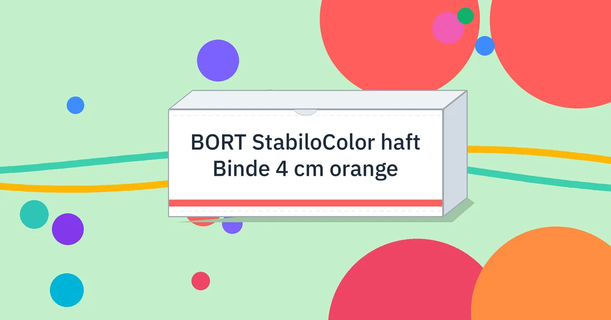 Symbolbild: Packung mit der Aufschrift BORT StabiloColor haft Binde 4 cm orange (PZN 07672375) – Verfügbarkeit und Bezug in Apotheken in Frankfurt am Main