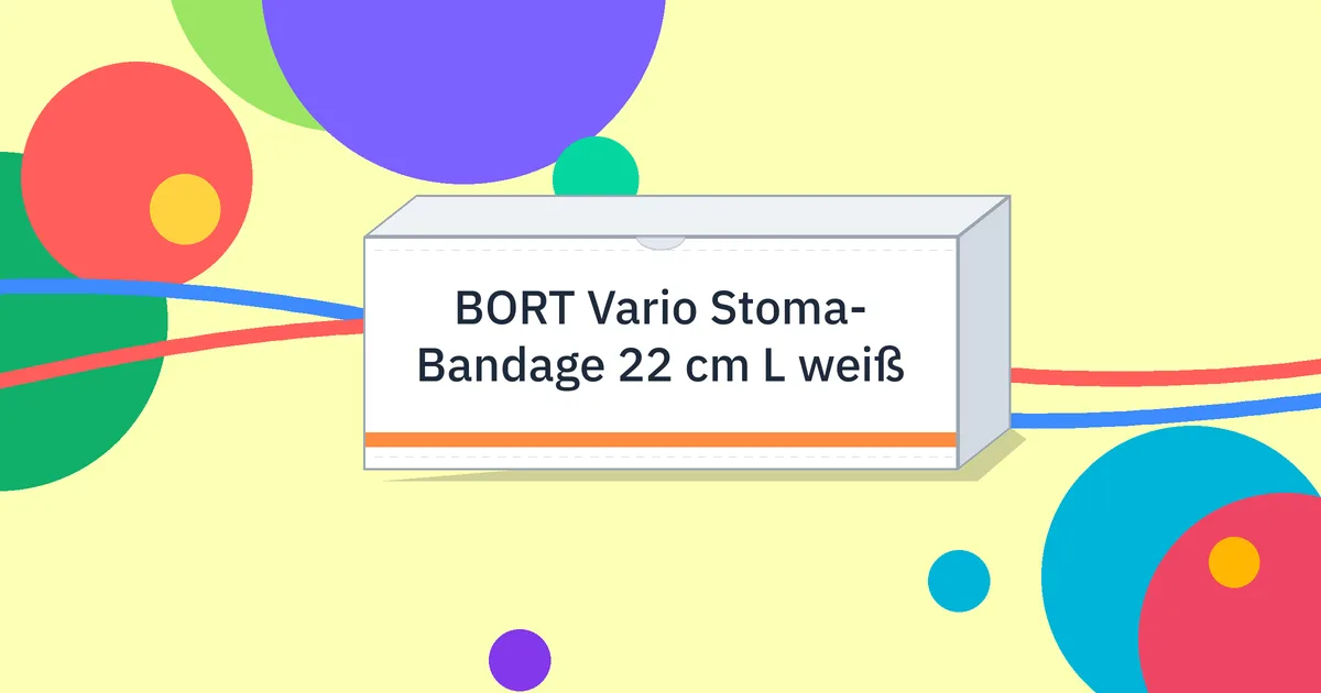 Symbolbild: Packung mit der Aufschrift BORT Vario Stoma-Bandage 22 cm L weiß (PZN 16318810) – Verfügbarkeit und Bezug in Apotheken in Frankfurt am Main