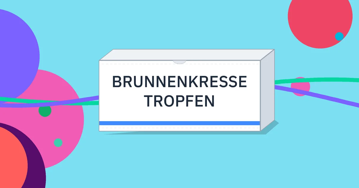 Symbolbild: Packung mit der Aufschrift BRUNNENKRESSE TROPFEN (PZN 14128175) – Verfügbarkeit und Bezug in Apotheken in Frankfurt am Main