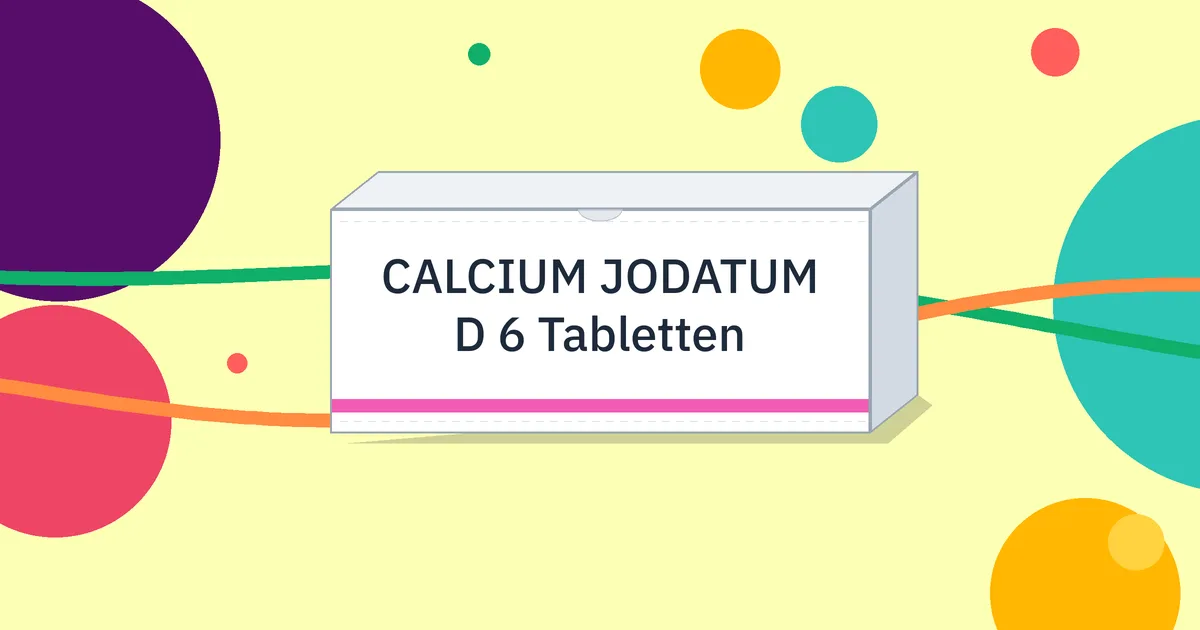 Symbolbild: Packung mit der Aufschrift CALCIUM JODATUM D 6 Tabletten (PZN 01762628) – Verfügbarkeit und Bezug in Apotheken in Frankfurt am Main