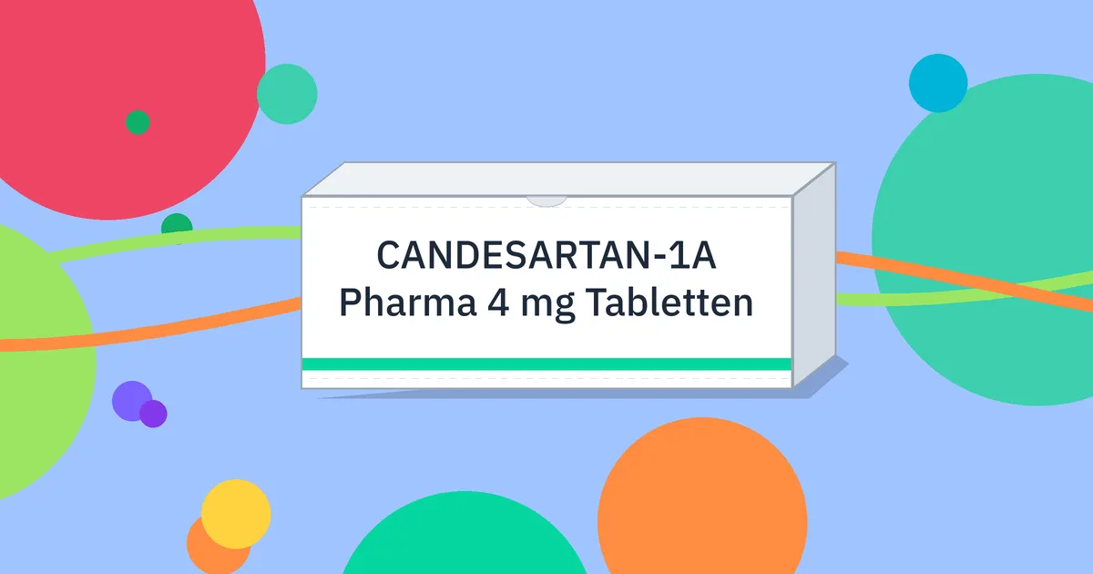 Symbolbild: Packung mit der Aufschrift CANDESARTAN-1A Pharma 4 mg Tabletten (PZN 09273107) – Verfügbarkeit und Bezug in Apotheken in Frankfurt am Main