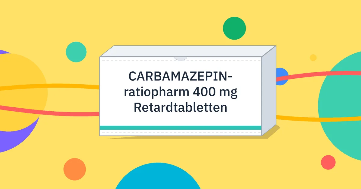 Symbolbild: Packung mit der Aufschrift CARBAMAZEPIN-ratiopharm 400 mg Retardtabletten (PZN 03659834) – Verfügbarkeit und Bezug in Apotheken in Frankfurt am Main