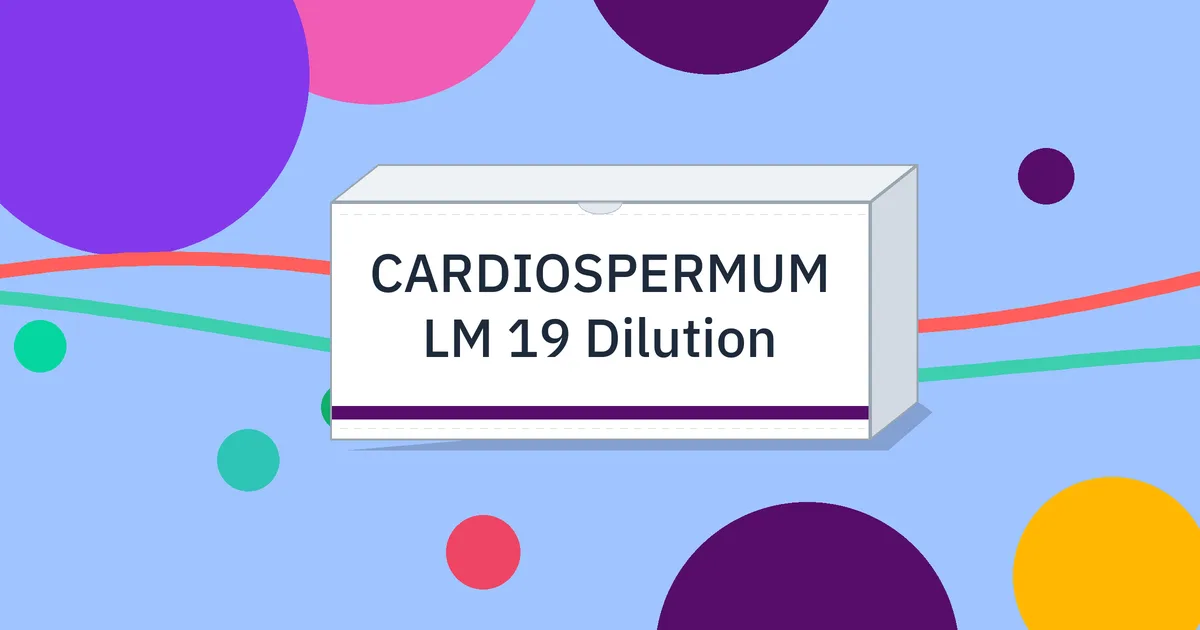 Symbolbild: Packung mit der Aufschrift CARDIOSPERMUM LM 19 Dilution (PZN 12810402) – Verfügbarkeit und Bezug in Apotheken in Frankfurt am Main
