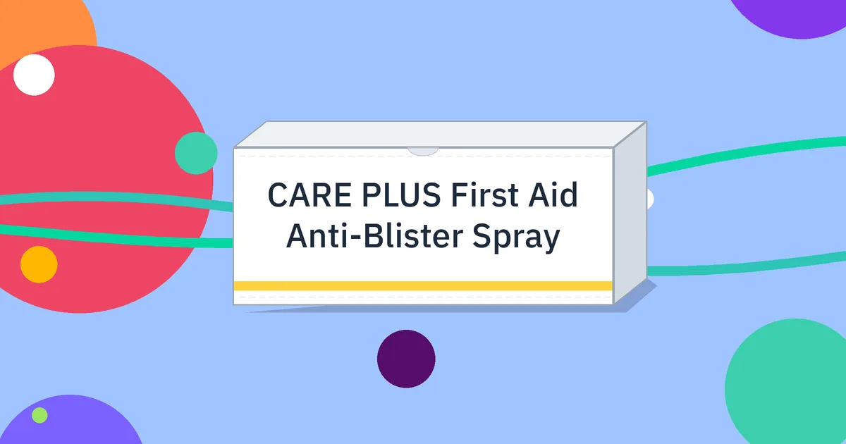 Symbolbild: Packung mit der Aufschrift CARE PLUS First Aid Anti-Blister Spray (PZN 16956249) – Verfügbarkeit und Bezug in Apotheken in Frankfurt am Main
