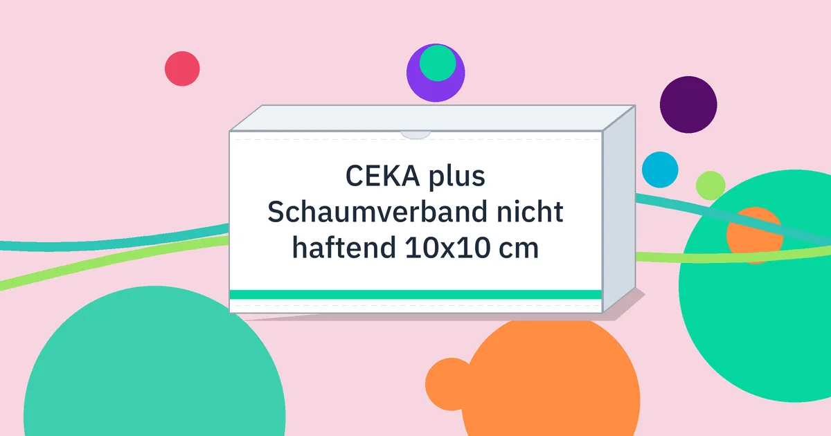 Symbolbild: Packung mit der Aufschrift CEKA plus Schaumverband nicht haftend 10x10 cm (PZN 20378396) – Verfügbarkeit und Bezug in Apotheken in Frankfurt am Main