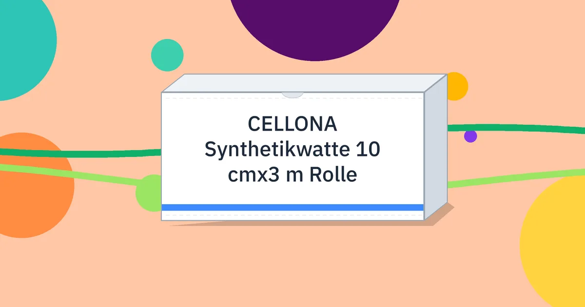 Symbolbild: Packung mit der Aufschrift CELLONA Synthetikwatte 10 cmx3 m Rolle (PZN 19680687) – Verfügbarkeit und Bezug in Apotheken in Frankfurt am Main