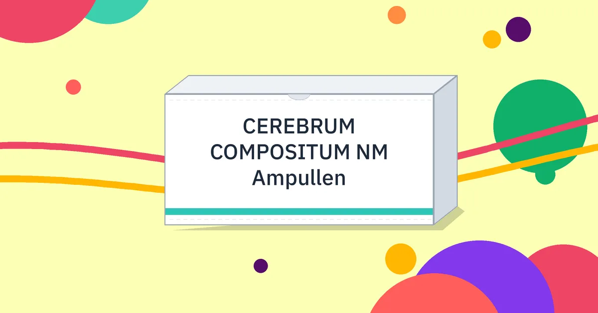 Symbolbild: Packung mit der Aufschrift CEREBRUM COMPOSITUM NM Ampullen (PZN 01674887) – Verfügbarkeit und Bezug in Apotheken in Frankfurt am Main