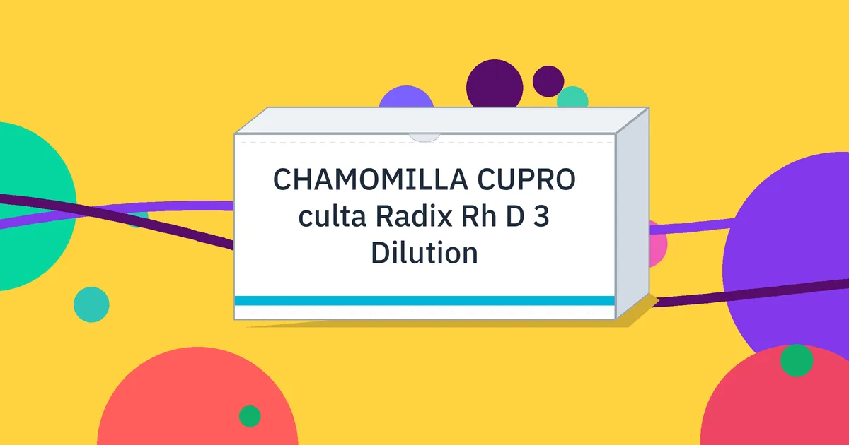 Symbolbild: Packung mit der Aufschrift CHAMOMILLA CUPRO culta Radix Rh D 3 Dilution (PZN 01630097) – Verfügbarkeit und Bezug in Apotheken in Frankfurt am Main