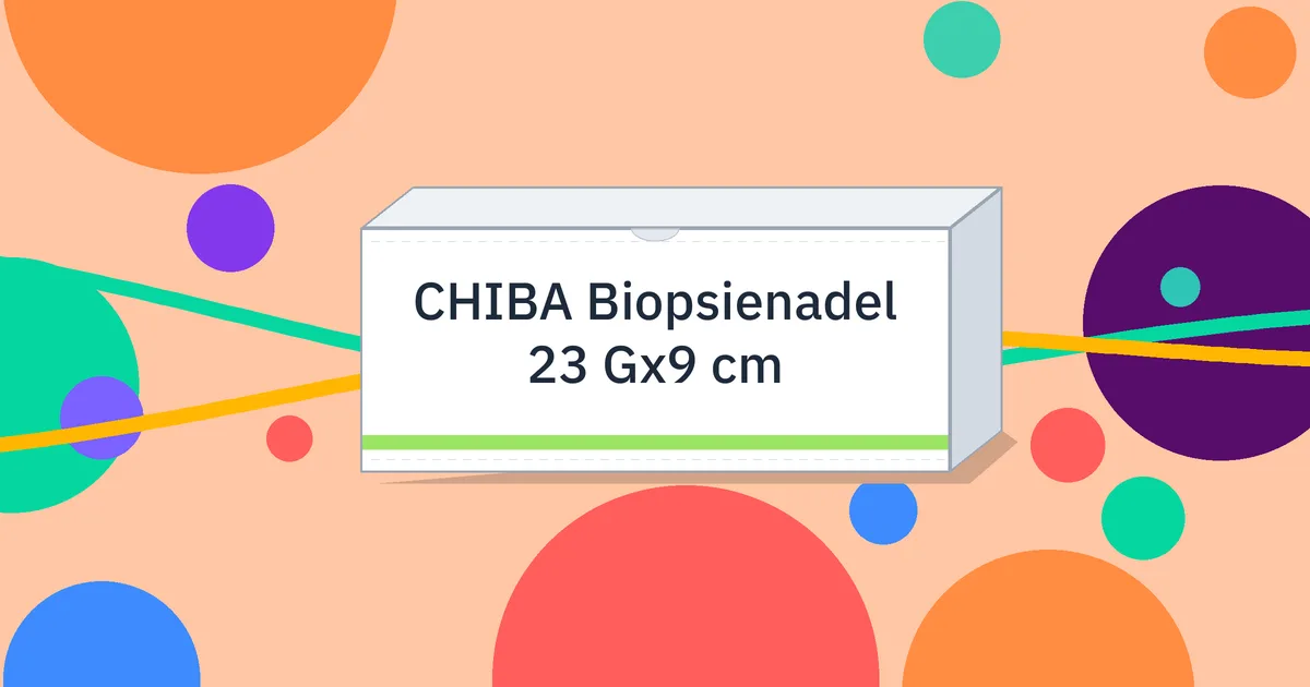 Symbolbild: Packung mit der Aufschrift CHIBA Biopsienadel 23 Gx9 cm (PZN 00292959) – Verfügbarkeit und Bezug in Apotheken in Frankfurt am Main