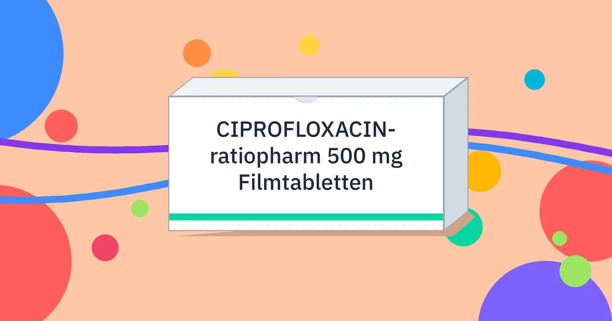 Symbolbild: Packung mit der Aufschrift CIPROFLOXACIN-ratiopharm 500 mg Filmtabletten (PZN 01690254) – Verfügbarkeit und Bezug in Apotheken in Frankfurt am Main