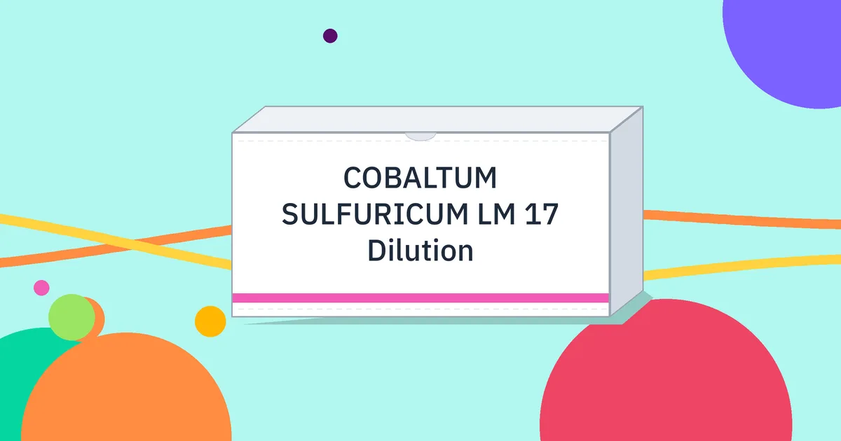 Symbolbild: Packung mit der Aufschrift COBALTUM SULFURICUM LM 17 Dilution (PZN 12824580) – Verfügbarkeit und Bezug in Apotheken in Frankfurt am Main