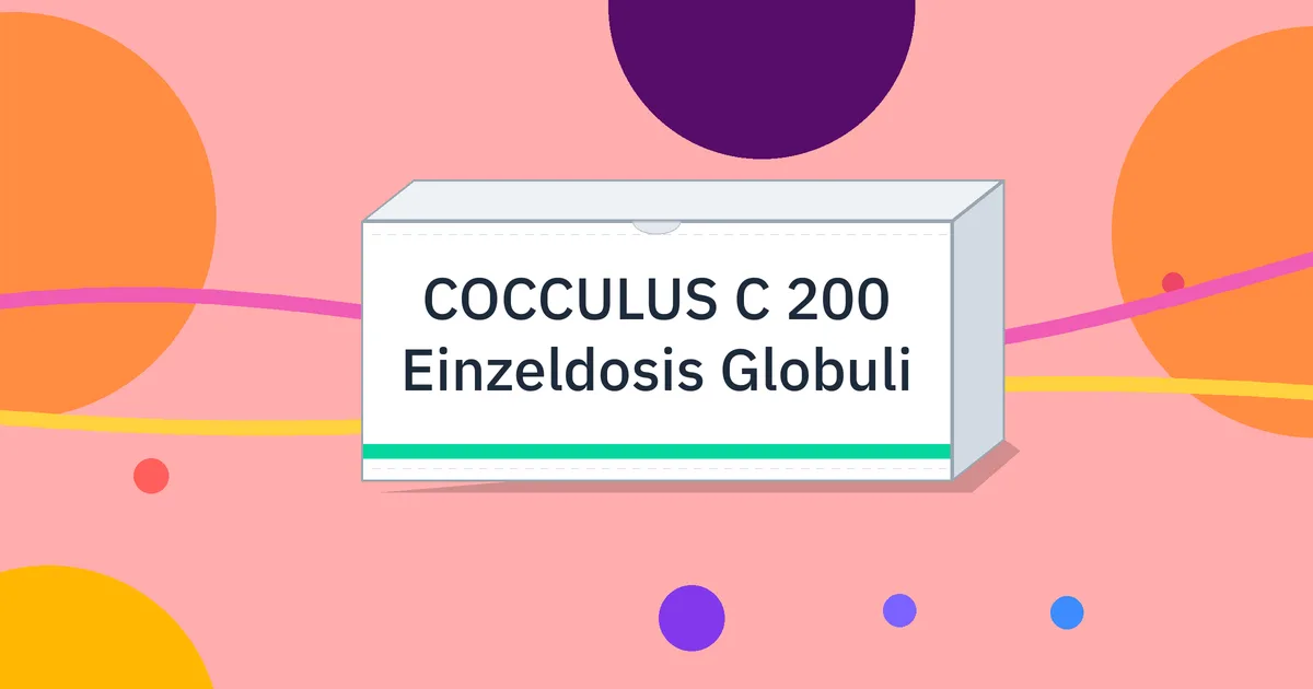 Symbolbild: Packung mit der Aufschrift COCCULUS C 200 Einzeldosis Globuli (PZN 01542499) – Verfügbarkeit und Bezug in Apotheken in Frankfurt am Main